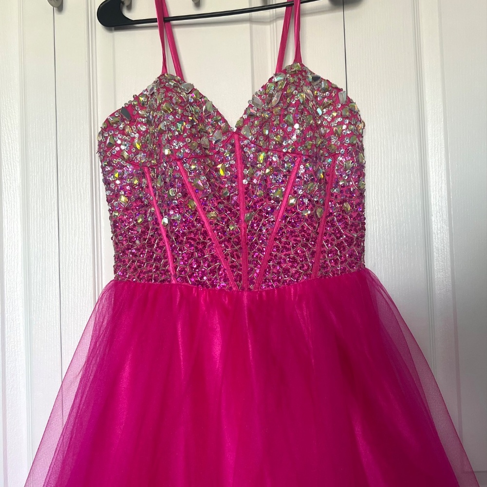 Alexia Designs Prom Dress Hot Pink Sequins Crystals - Gem